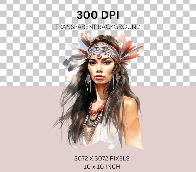 Western Native Indian Watercolor Clipart Bundle Transparent - Etsy