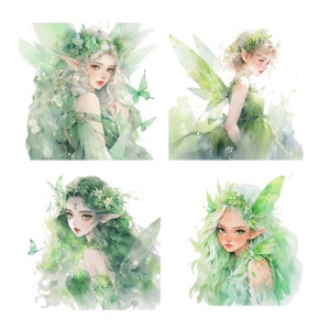 Forest Green Pixie Watercolor Clipart, Transparent PNG, Pretty Girls ...