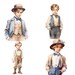 Victorian Vintage Little Boy Watercolor Clipart Bundle, Transparent PNG ...