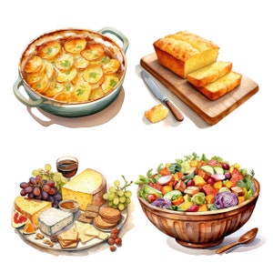 Thanksgiving Meal Watercolor Clipart Bundle, Transparent PNG, Digital ...