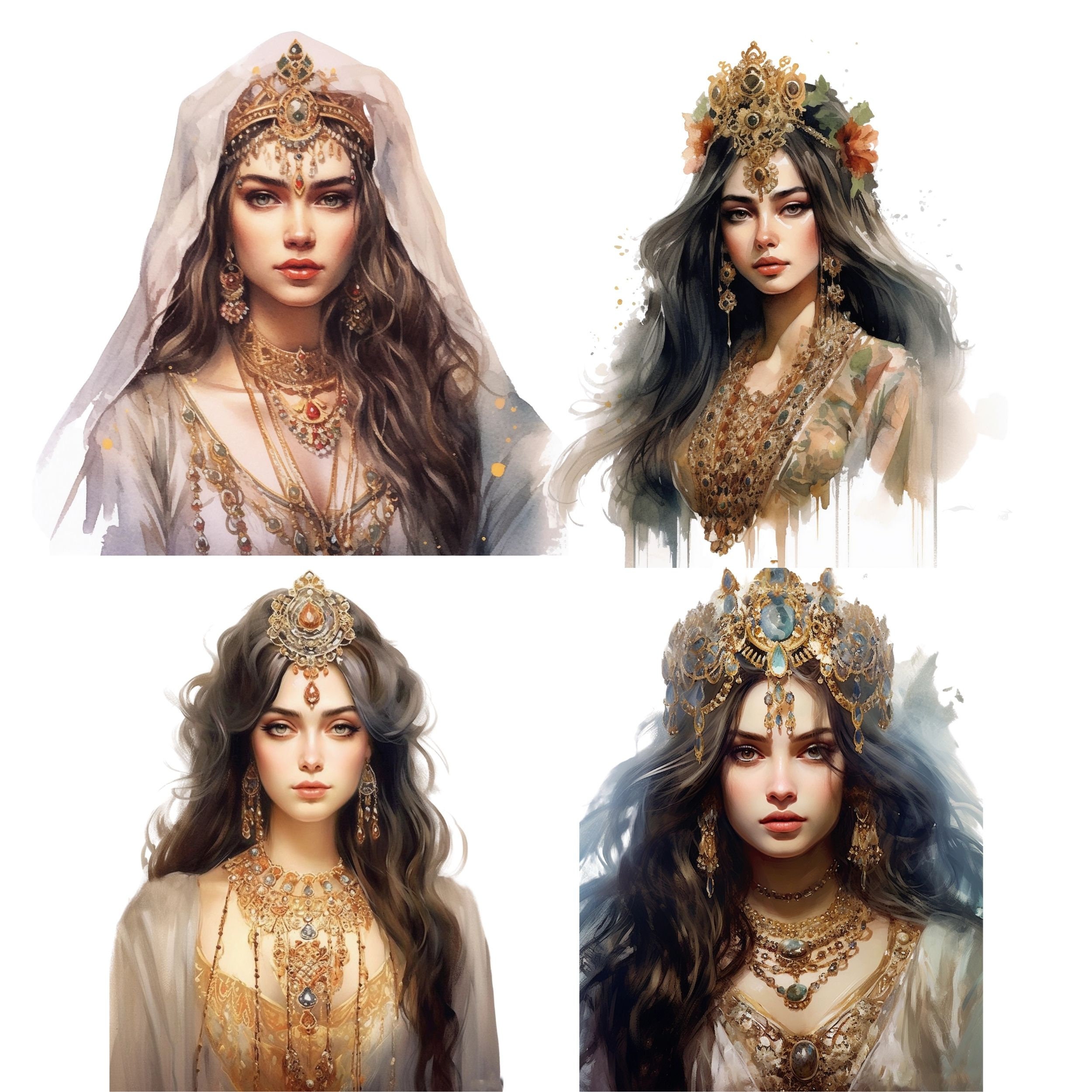 Persian Princess Watercolor Clipart, Transparent PNG, Pretty Girls ...