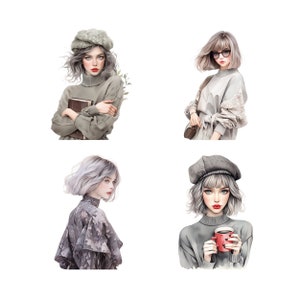 Fashion Girl Watercolor Clipart Bundle, Transparent PNG, Digital ...