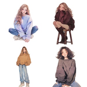 Fashion Girl Watercolor Clipart Bundle, Transparent PNG, Digital ...