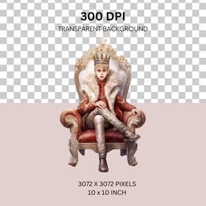 Christmas Prince Watercolor Clipart Bundle, Transparent PNG, Cute ...