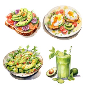 Avocado Watercolor Clipart Bundle, Transparent PNG, Digital Download ...