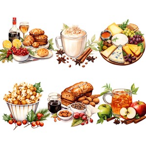 Christmas Food Clipart Watercolor Bundle, Transparent PNG, Winter ...