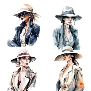 Fashion Girl Watercolor Clipart Bundle, Transparent PNG, Digital ...