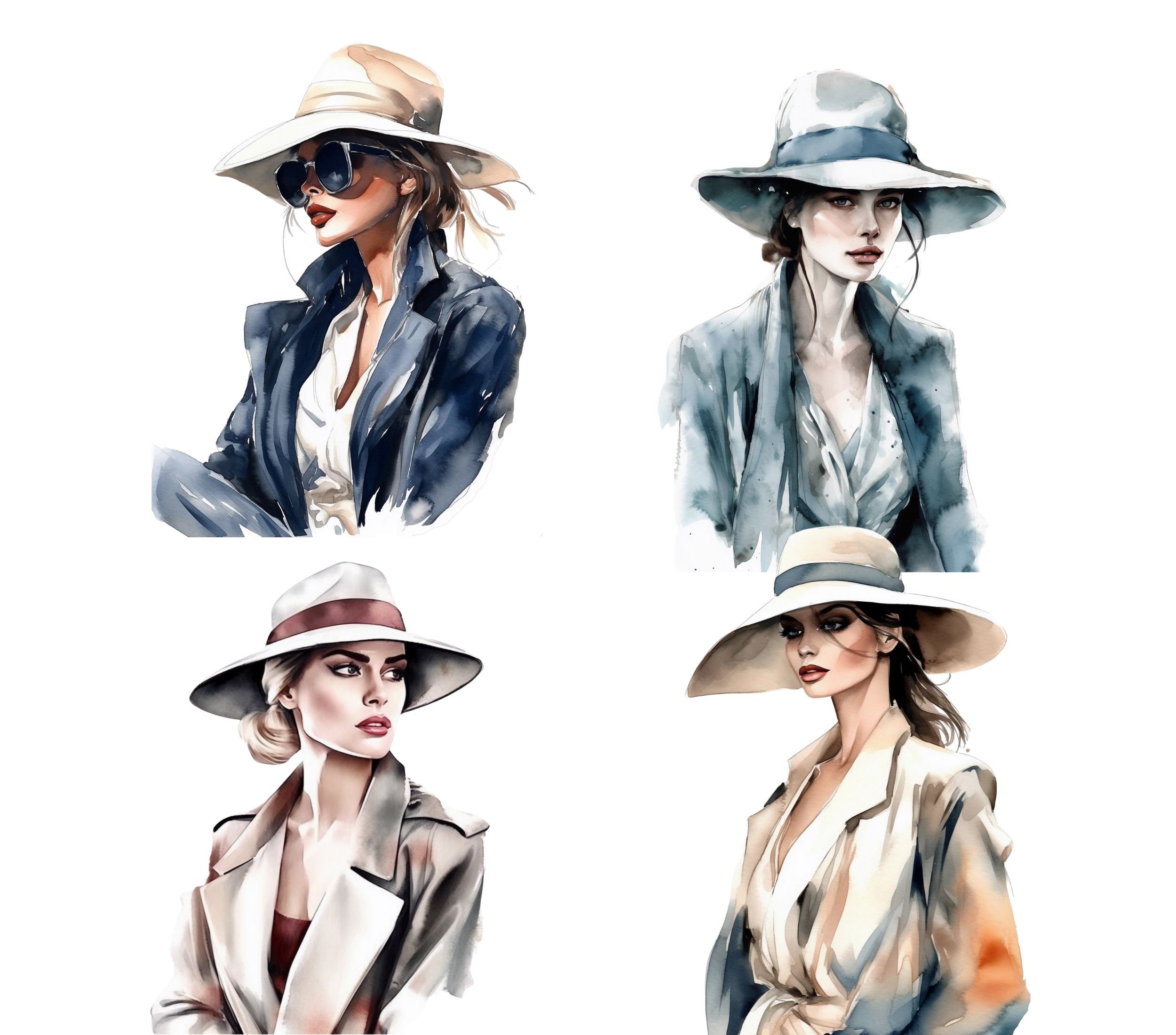 Fashion Girl Watercolor Clipart Bundle Transparent PNG - Etsy