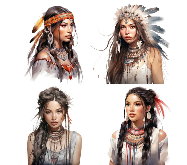 Western Native Indian Watercolor Clipart Bundle Transparent - Etsy