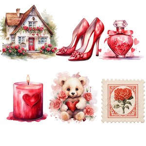 Valentines Day Watercolor Clipart Bundle, Transparent PNG, Digital ...