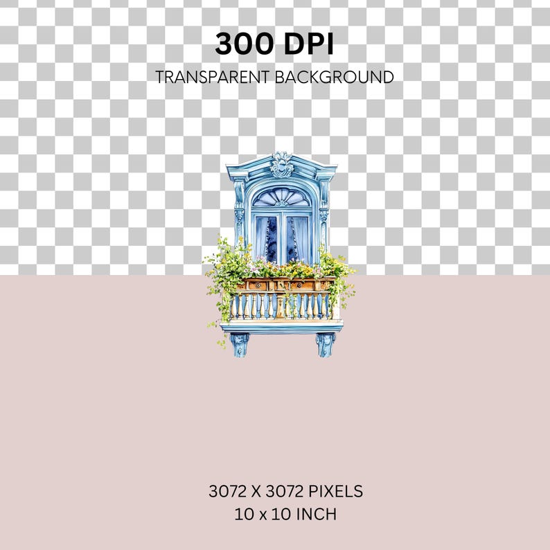 Spring Floral Window Watercolor Clipart Bundle, Transparent PNG ...