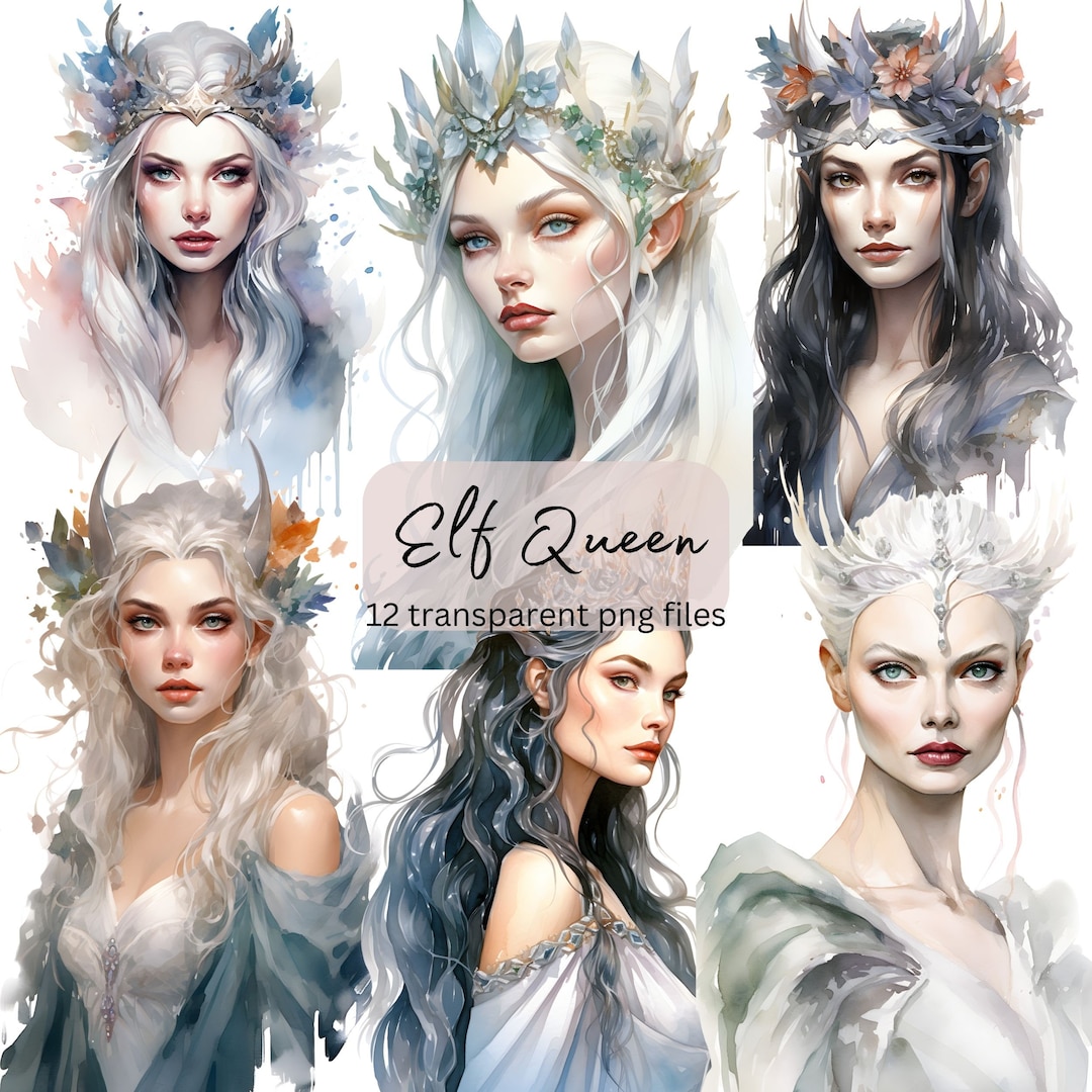Elf Queen Watercolor Clipart Bundle, Transparent PNG, Pretty Girls ...