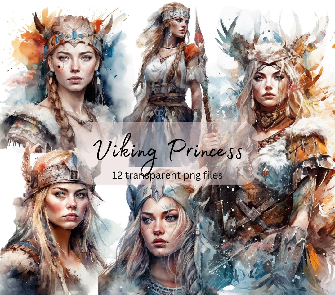 Viking Princess Watercolor Clipart Bundle, Transparent Png,pretty Girls ...