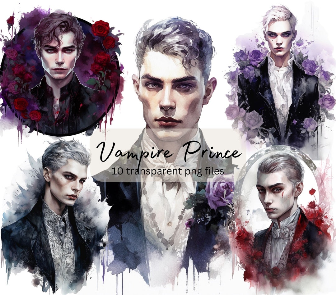 Vampire Prince Watercolor Clipart Bundle, Transparent PNG, Gothic ...
