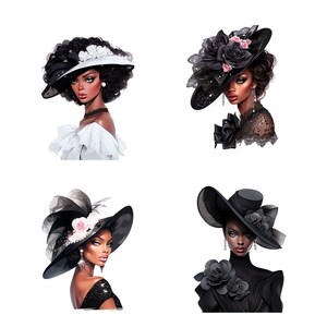 Black Elegant Lady Watercolor Clipart Bundle, Transparent PNG, Digital ...
