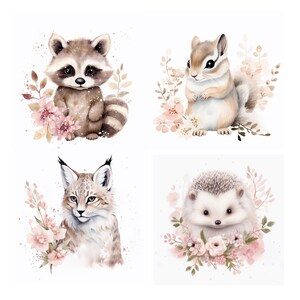 Woodland Animals Watercolor Clipart Bundle, High Resolution Jpegs ...