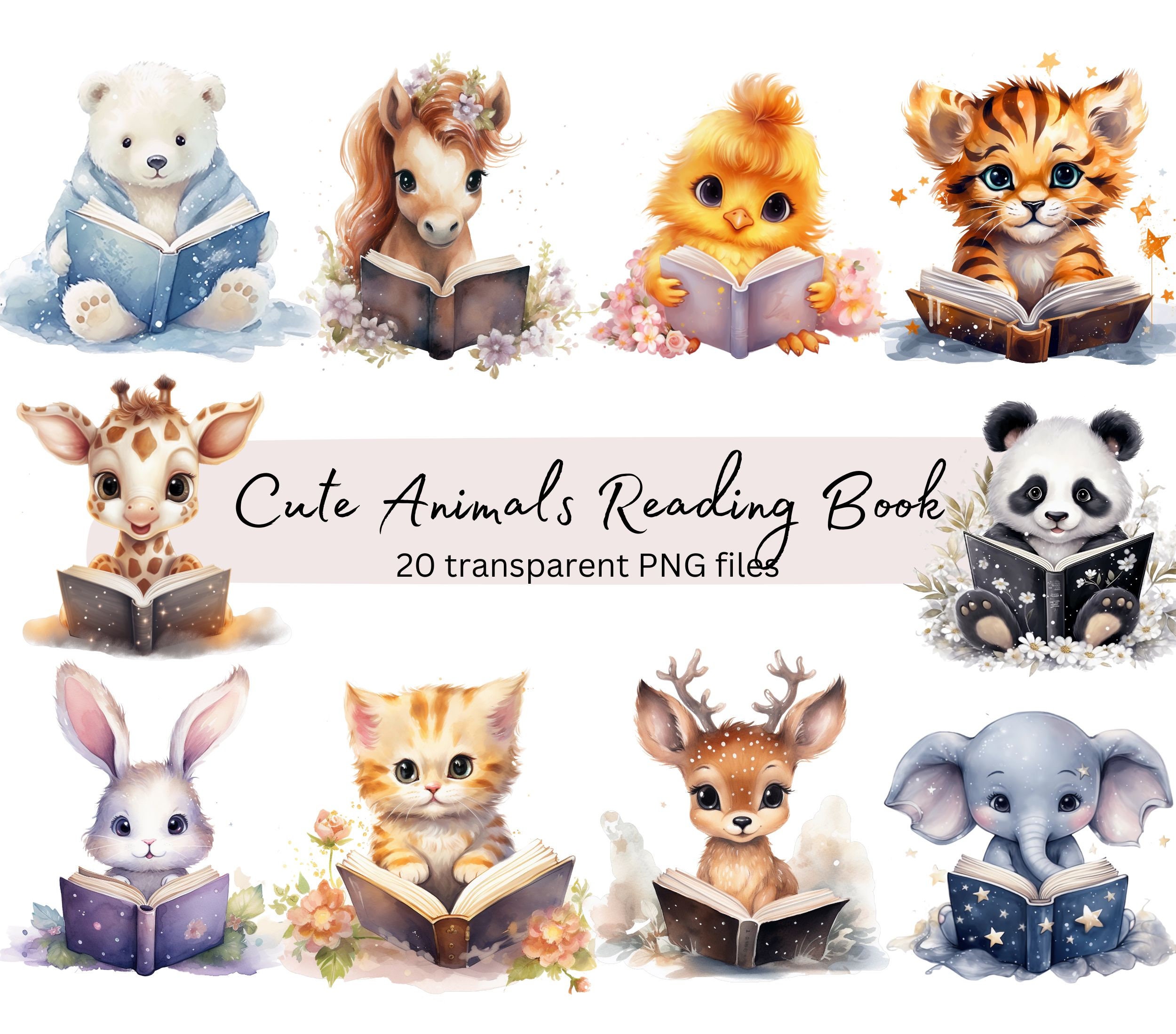 Animal Reading A Book Clipart