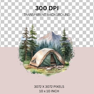 Summer Camping Watercolor Clipart Bundle, Transparent PNG, Travel ...