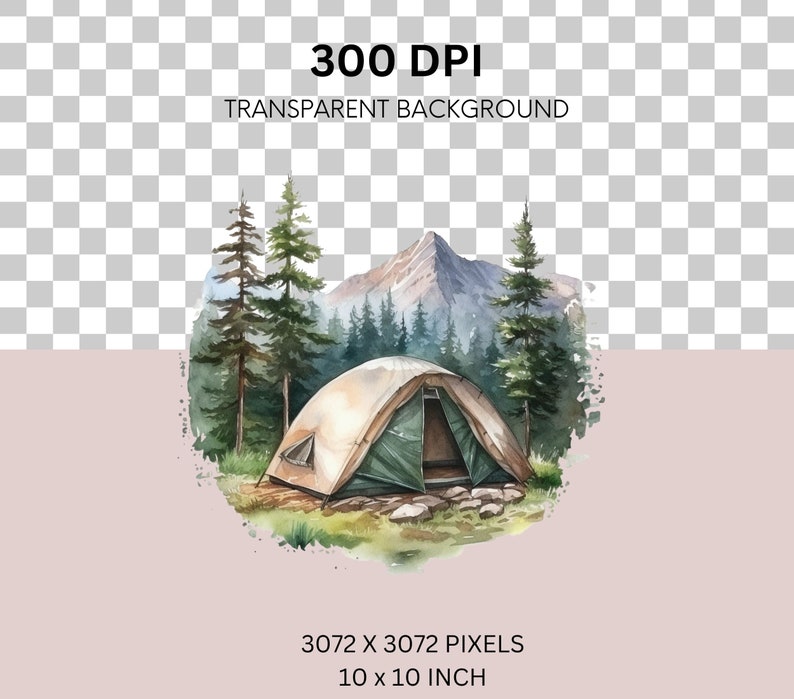 Summer Camping Watercolor Clipart Bundle Transparent PNG - Etsy