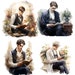 Victorian Man Reading Vintage Watercolor Clipart Bundle,transparent PNG ...