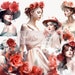 Red Rose Girls Watercolor Clipart Bundle, Princess Fantasy PNG ...