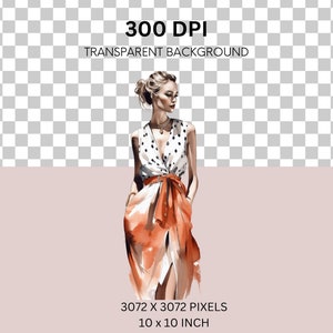 Fashion Girl Watercolor Clipart Bundle, Transparent PNG, Digital ...