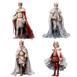 Christmas Prince Watercolor Clipart Bundle, Transparent PNG, Cute ...