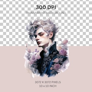 Gothic Prince Watercolor Clipart, Transparent PNG, Dark Academy Fantasy ...