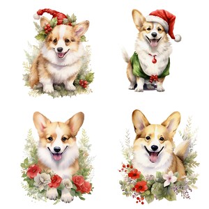 Christmas Corgi Puppy Watercolor Clipart Bundle, Transparent PNG, Cute ...