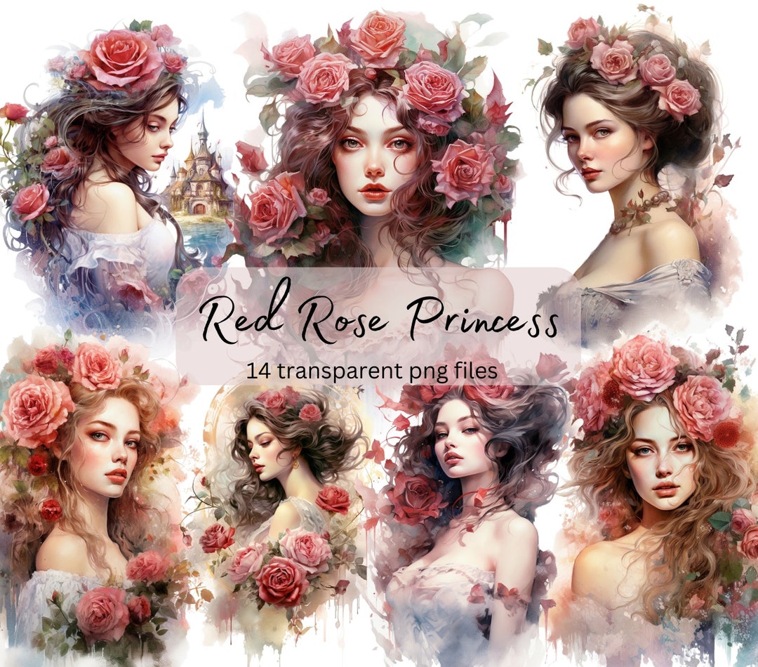 Princess Watercolor Clipart Bundle, Transparent PNG, Pretty Girls ...