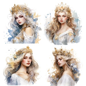 Princess Portrait Watercolor Clipart, Transparent PNG, Pretty Girls ...