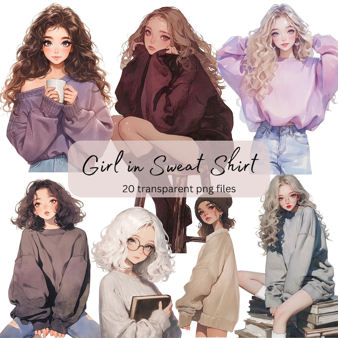 Fashion Girl Watercolor Clipart Bundle, Transparent PNG, Digital ...