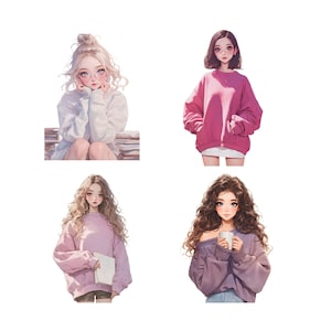 Fashion Girl Watercolor Clipart Bundle, Transparent PNG, Digital ...