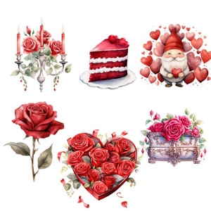 Valentines Day Watercolor Clipart Bundle, Transparent PNG, Digital ...