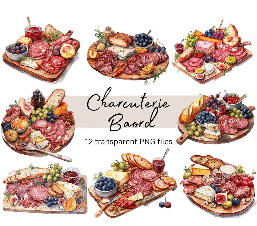 French Charcuterie Board Clipart, Transparent PNG, Digital Download ...