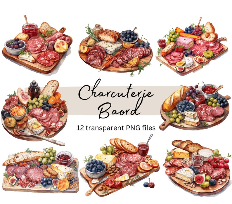 French Charcuterie Board Clipart Transparent PNG Digital - Etsy