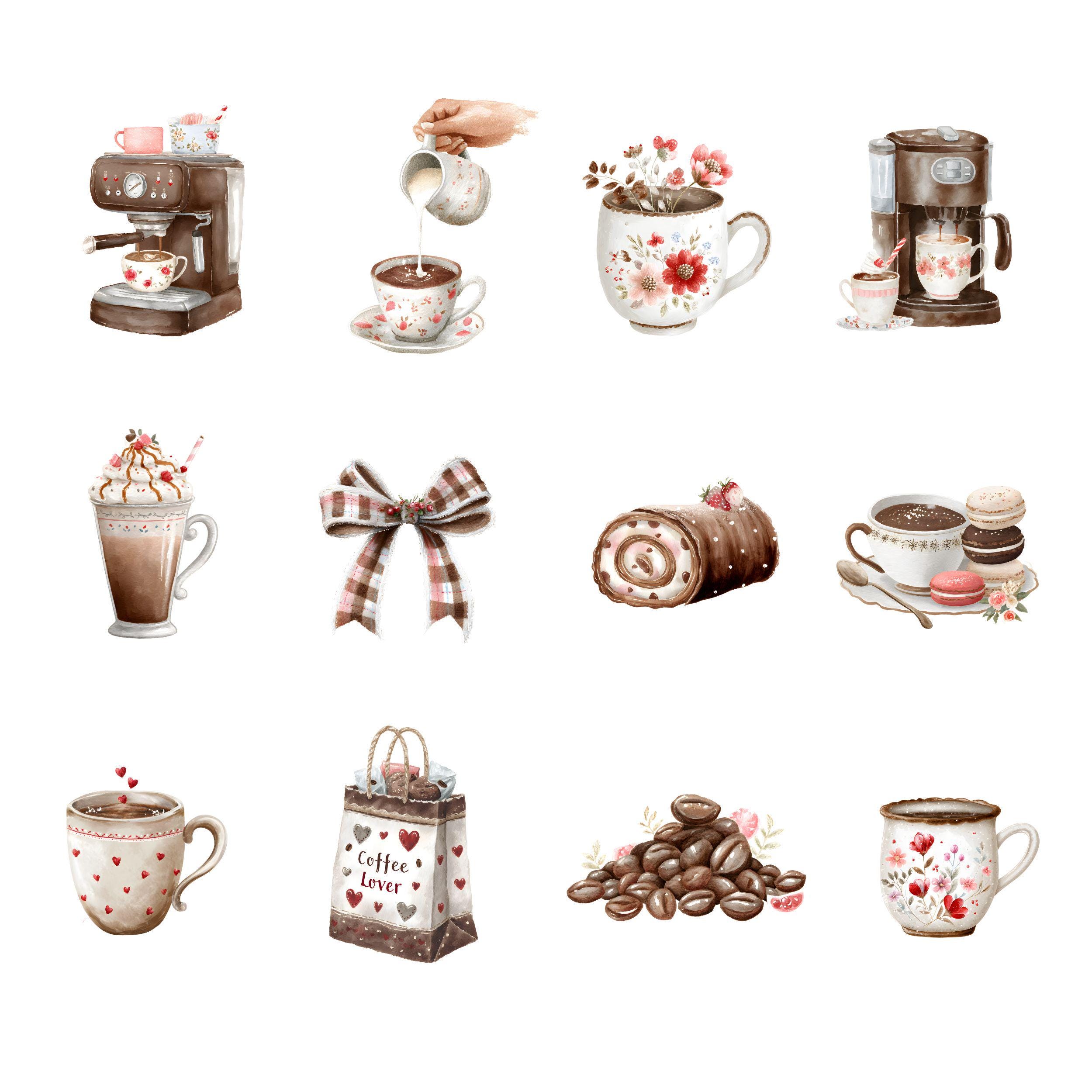 Cozy Coffee Time Clipart Bundle, Coffee Lover Aesthetic, Transparent ...