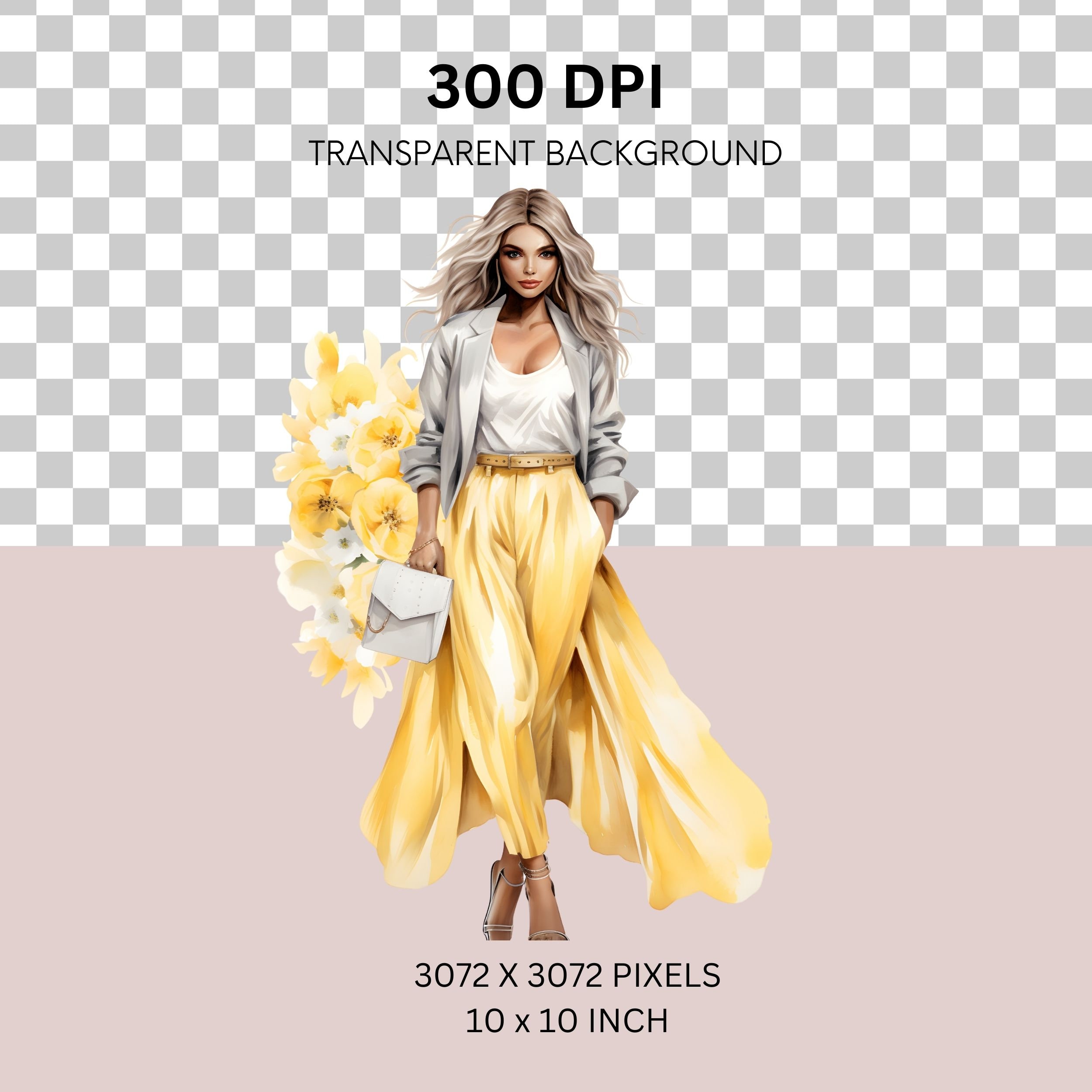 Spring Fashion Girls Watercolor Clipart Bundle, Transparent PNG ...