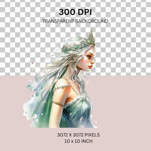 Emerald Princess Watercolor Clipart, Transparent PNG, Princess Clipart ...