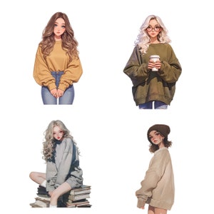 Fashion Girl Watercolor Clipart Bundle, Transparent PNG, Digital ...