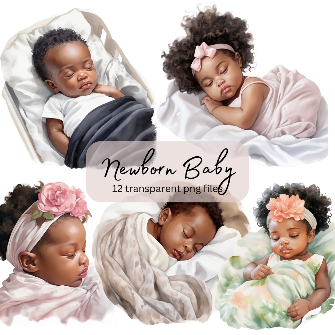 Newborn Baby Watercolor Clipart Bundle, Transparent PNG, Digital ...