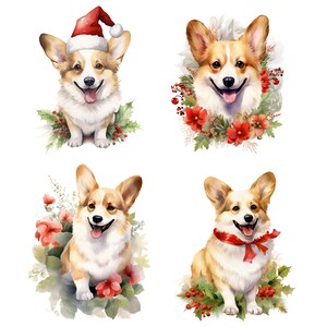 Christmas Corgi Puppy Watercolor Clipart Bundle, Transparent PNG, Cute ...
