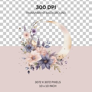 Purple Floral Watercolor Clipart Bundle, Transparent PNG, Digital ...