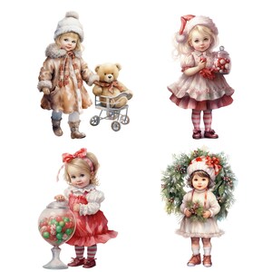 Christmas Baby Girl Watercolor Clipart Bundle, Transparent PNG, Cute ...
