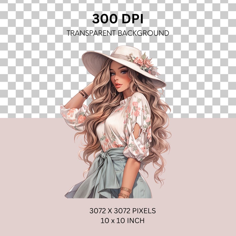 Summer Fashion Girls Watercolor Clipart Bundle, Transparent PNG ...