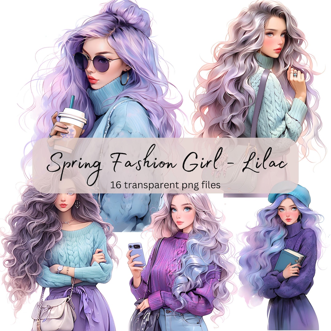 Spring Fashion Girls Watercolor Clipart, Transparent PNG, Digital ...