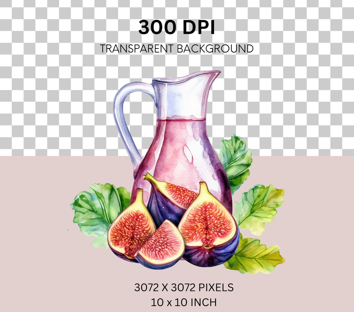 Watercolor Fig Clipart Bundle, Transparent PNG, Digital Download ...