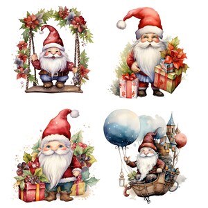 Christmas Gnomes Watercolor Clipart Bundle, Transparent PNG, Holiday ...