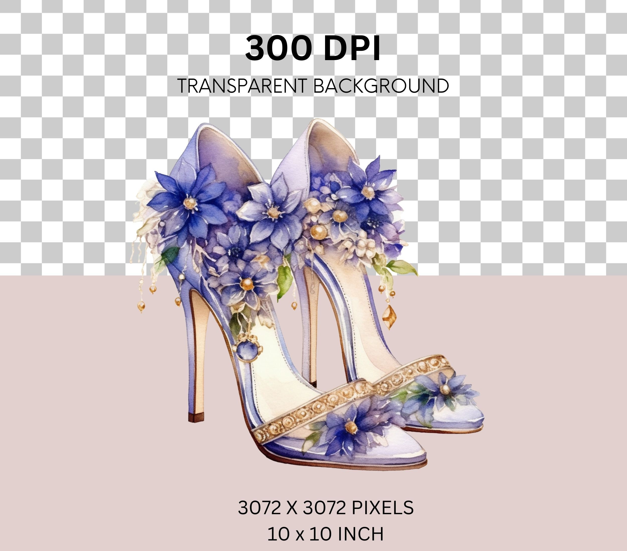 Bridal Shoes Flowers Watercolor Clipart Bundle, Transparent PNG ...