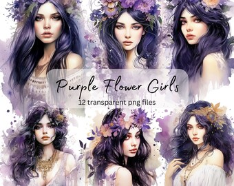 Pink Fashion Girl Watercolor Clipart Bundle, Transparent PNG, Digital ...